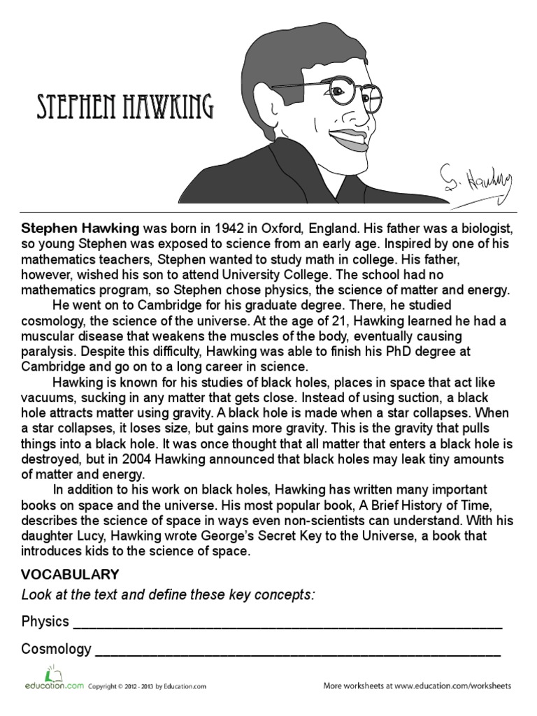 Stephen Hawking Biography | PDF | Stephen Hawking | Black Hole