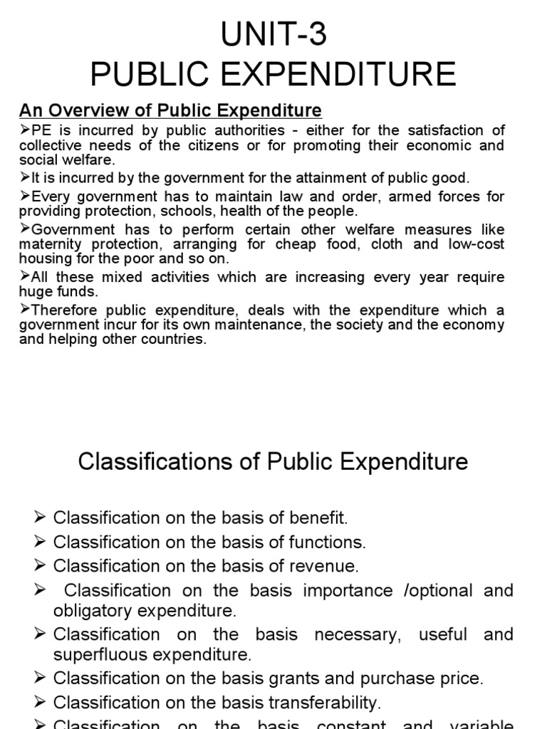 Overview and Classification of Public Expenditure | PDF | Public ...