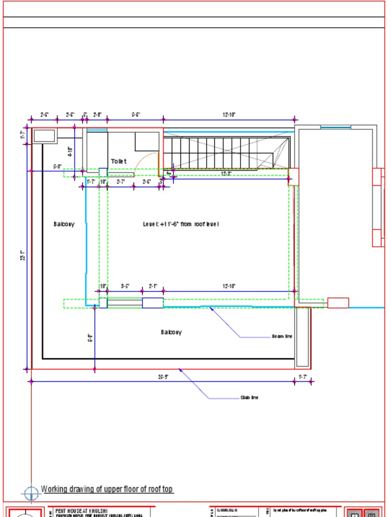 Roof Top Upper Floor Working Drawing PDF | PDF | Buildings And ...
