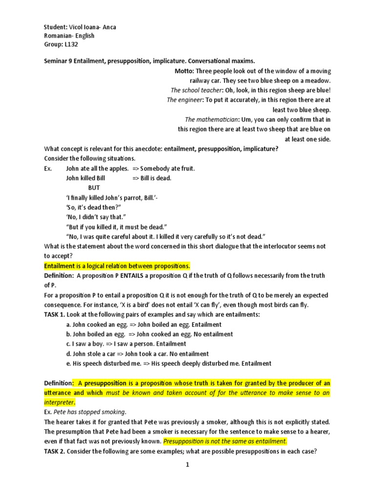 Seminar 9 Conversational Maxims | PDF | Logical Consequence | Logic