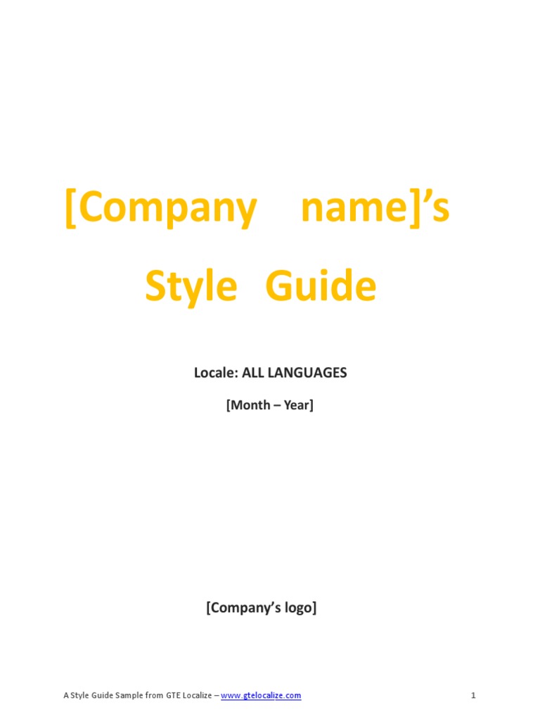 (Sample) Translation Style Guide - GTE Localize | PDF | Non Breaking ...