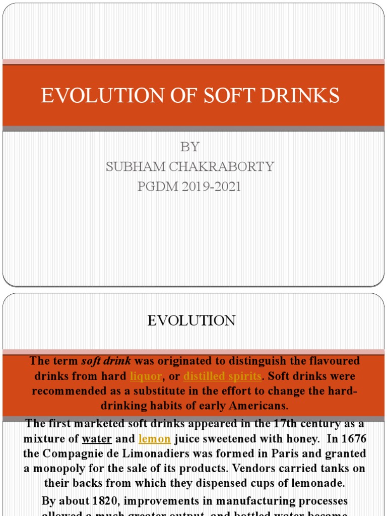 Evolution Of Soft Drinks By Subham Chakraborty Pgdm 2019 2021 Pdf