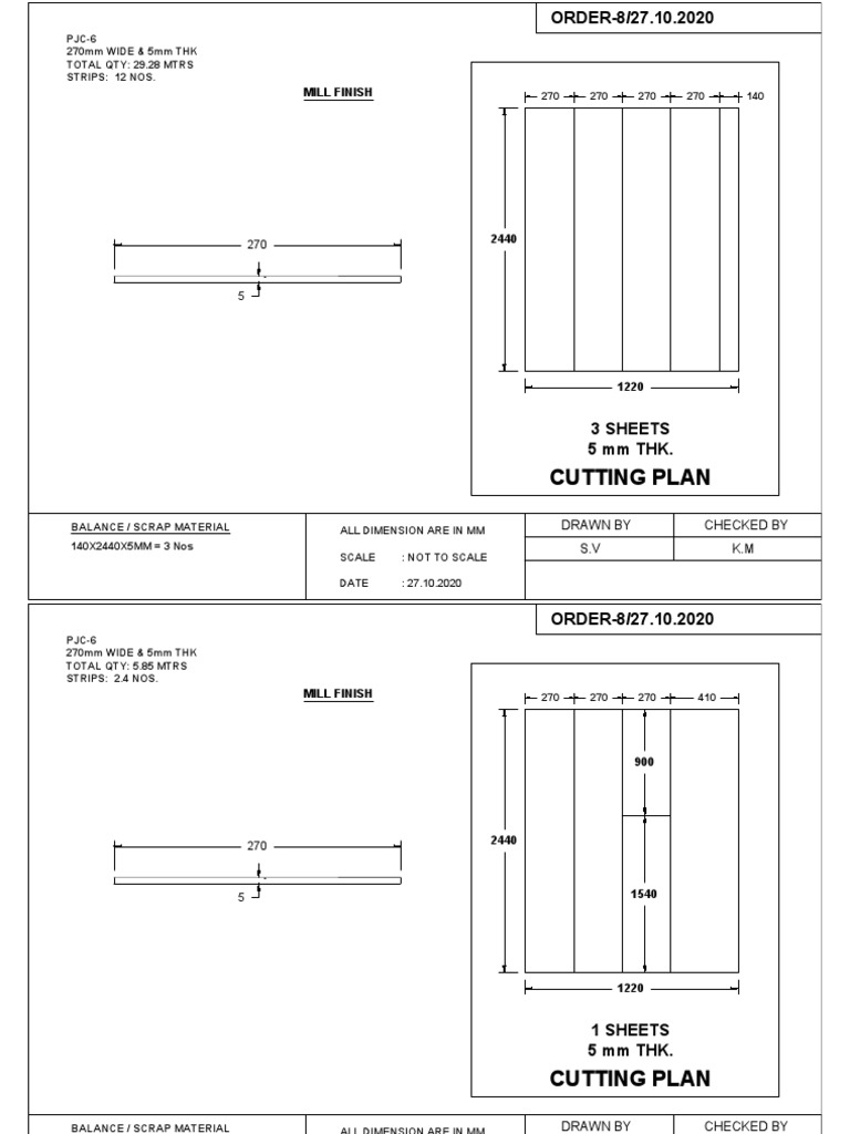 Cutting Plan for 5mm Thick Sheets | PDF