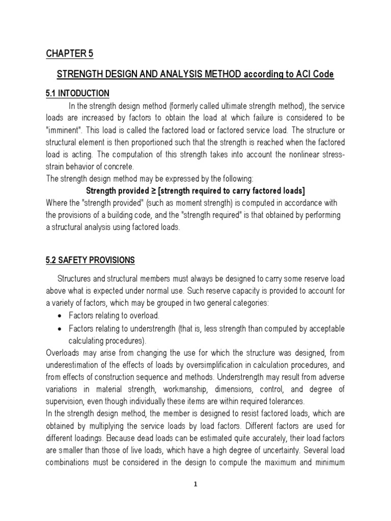 Strength Design and Analysis Method According To Aci Code: 5.1 ...