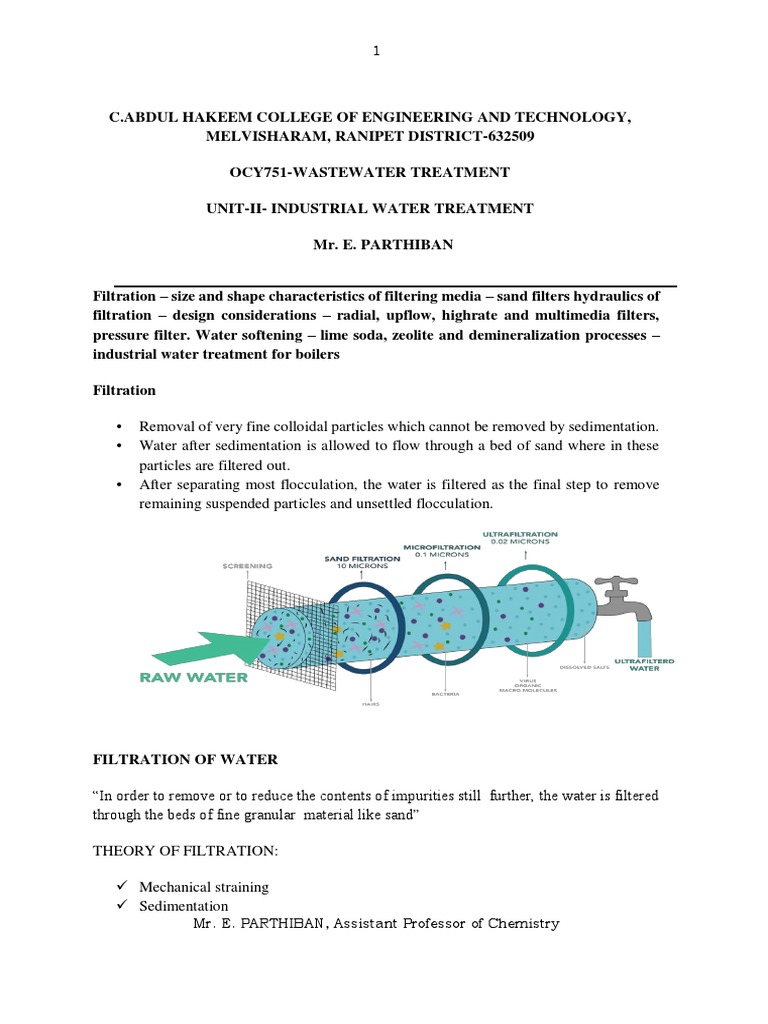 Wastewater Treatment-Unit Ii - Industrial Water Treatment Notes | PDF ...