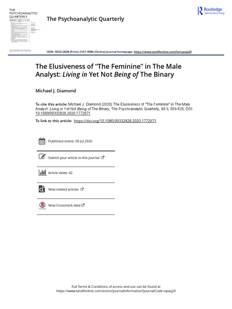 Michael J. Diamond (2020) The Elusiveness of "The Feminine" in The Male ...