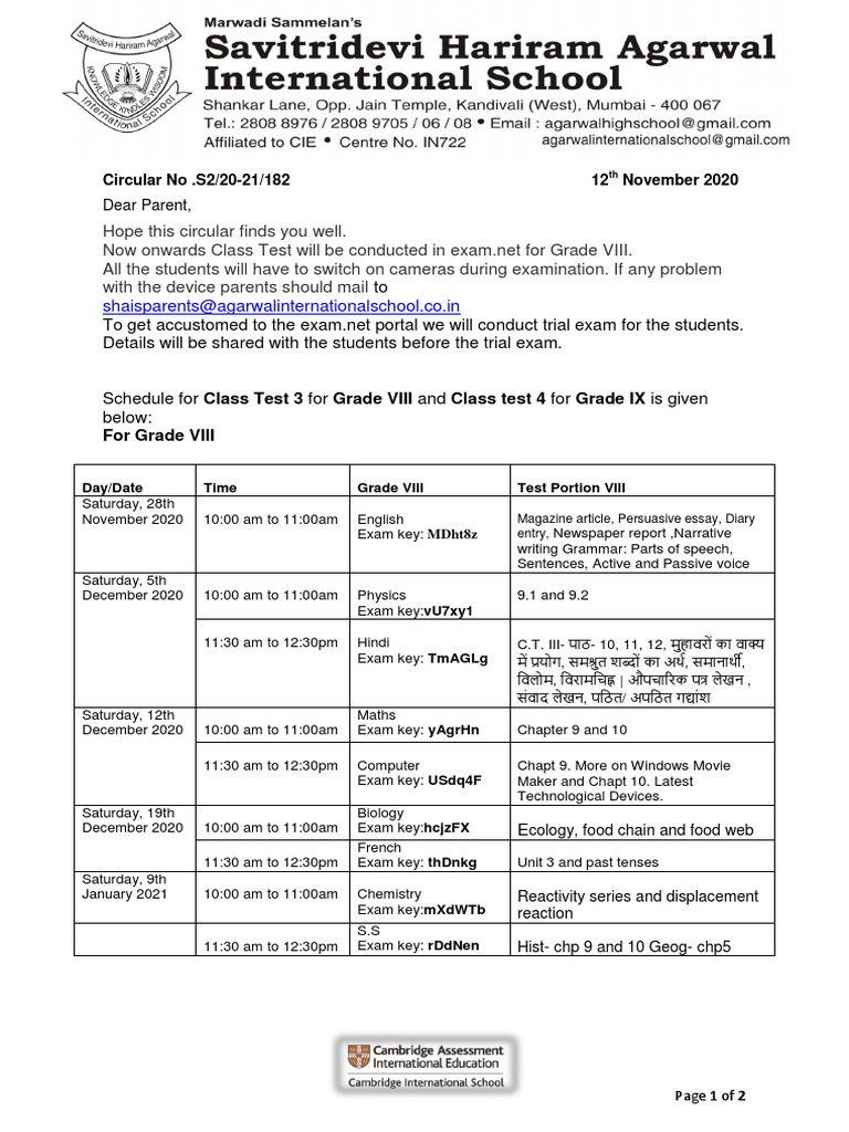 Circular Timetable PDF | PDF | Test (Assessment)