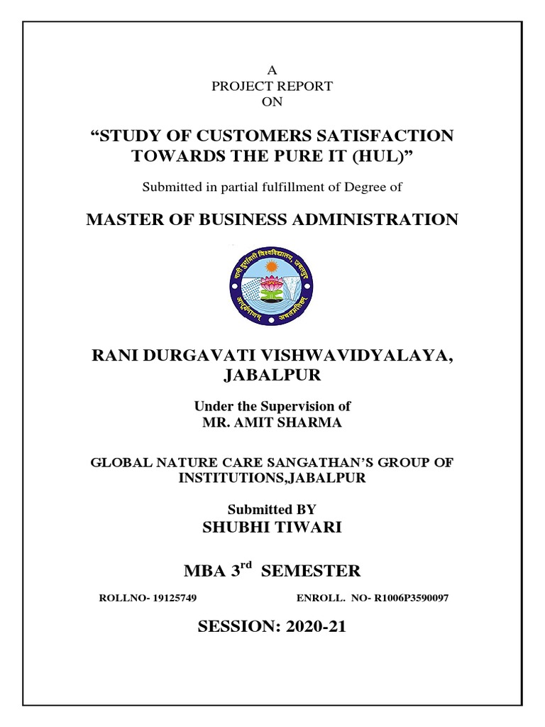Customer Satisfaction Study: Pureit HUL | PDF | Marketing Research ...