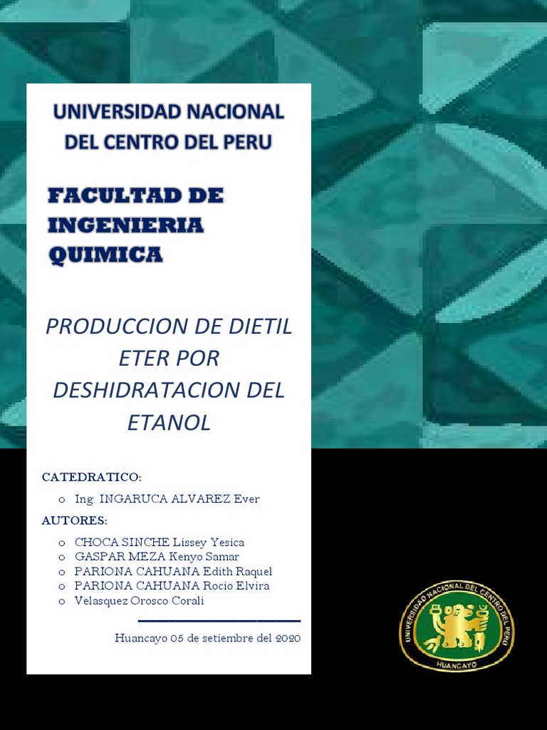 Tf. Produccion de Dietil Eter | PDF | Combustible de etanol | Etanol