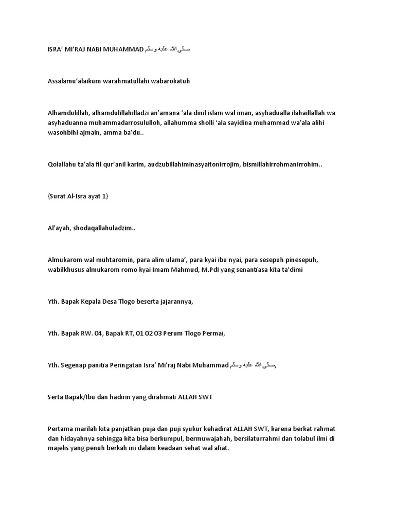 Contoh Teks MC Isro Miroj | PDF