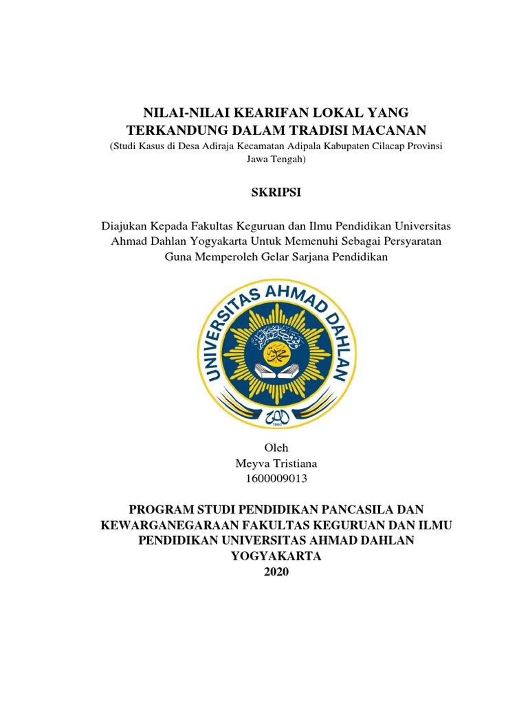 T1 - 1600009013 - Nilai-Nilai Kearifan Lokal Yang Terkandung Dalam ...