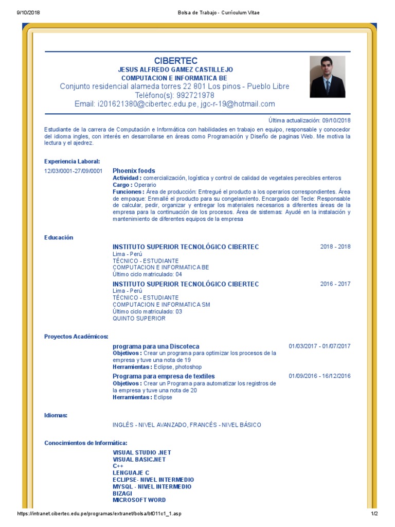 Currículum Vitae - Jesús Gamez | PDF | Eclipse (software) | Microsoft Visual Studio