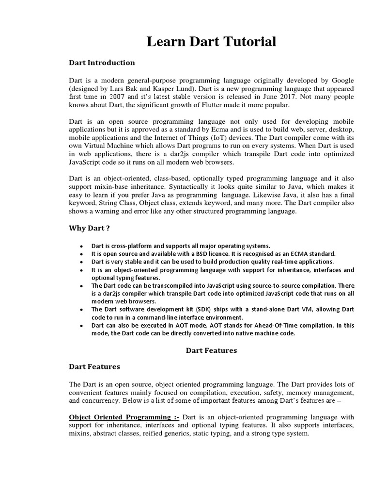 Learn Dart Tutorial - W3adda PDF | PDF | Variable (Computer Science ...