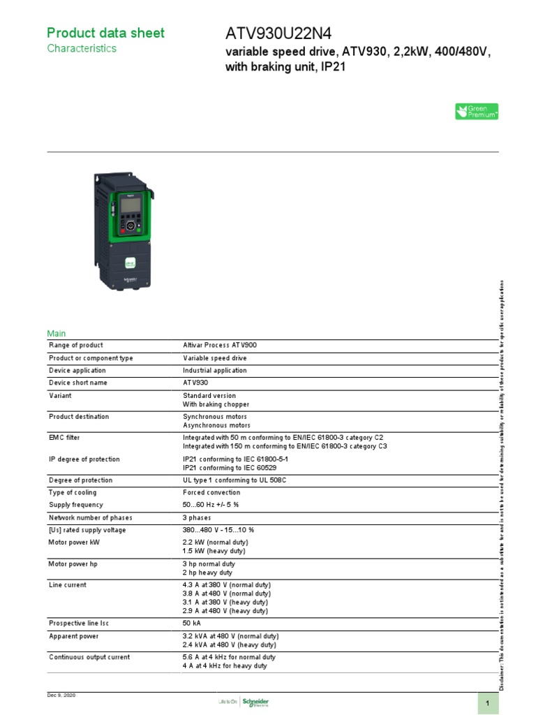 ATV930 Variable Speed Drive Overview | PDF | Electric Motor | Relay
