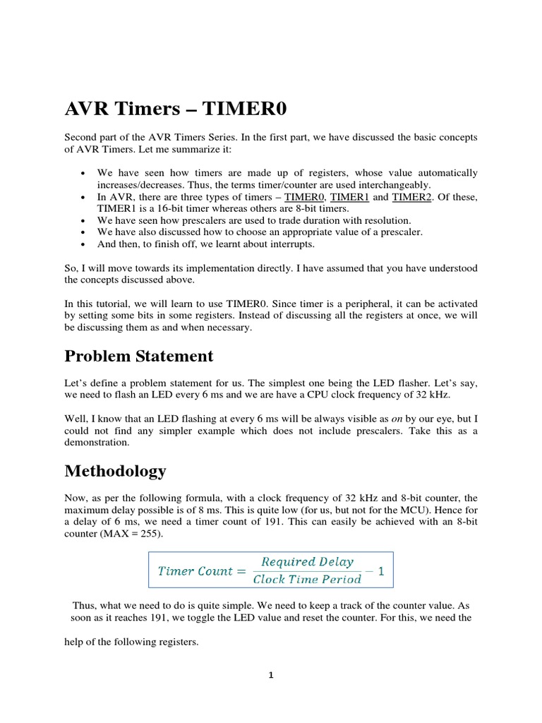 AVR Timers - TIMER0: Problem Statement | PDF | Timer | Computer Hardware