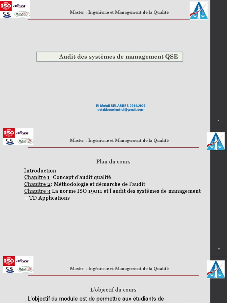 Support Cours Audit Qualité | PDF | Audit | Management de la qualité
