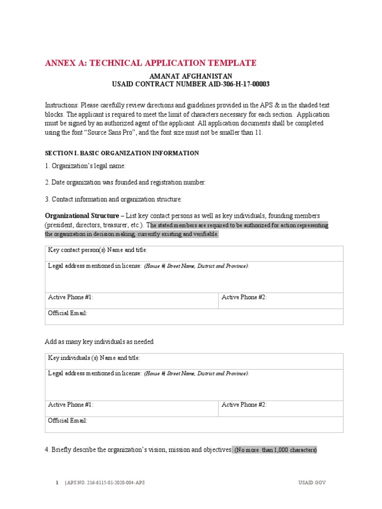 USAID Technical Application Template | PDF | Corruption | United States ...