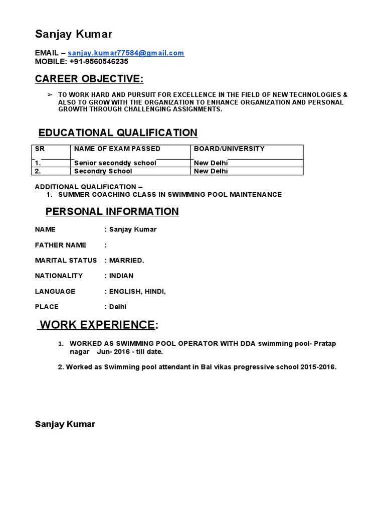 Sanjay Kumar Resume | PDF