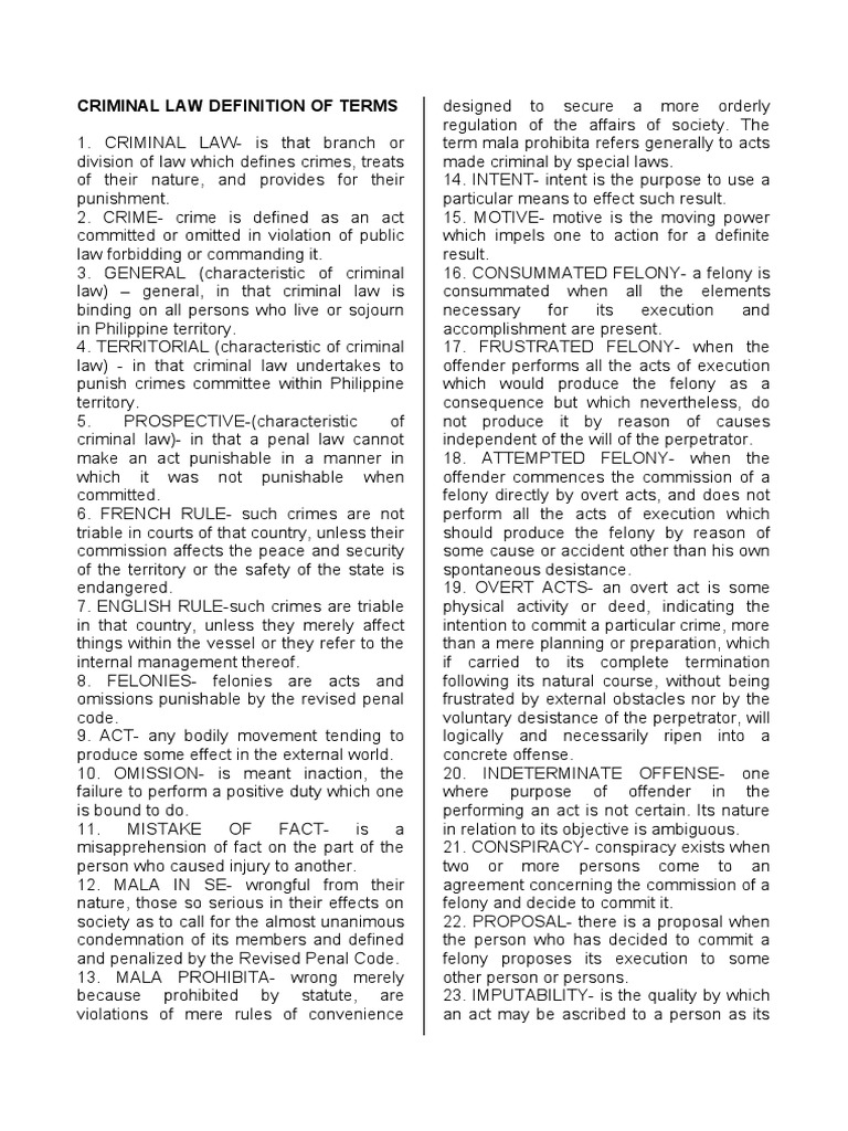 Criminal Law Definition of Terms | PDF | Evidence (Law) | Evidence