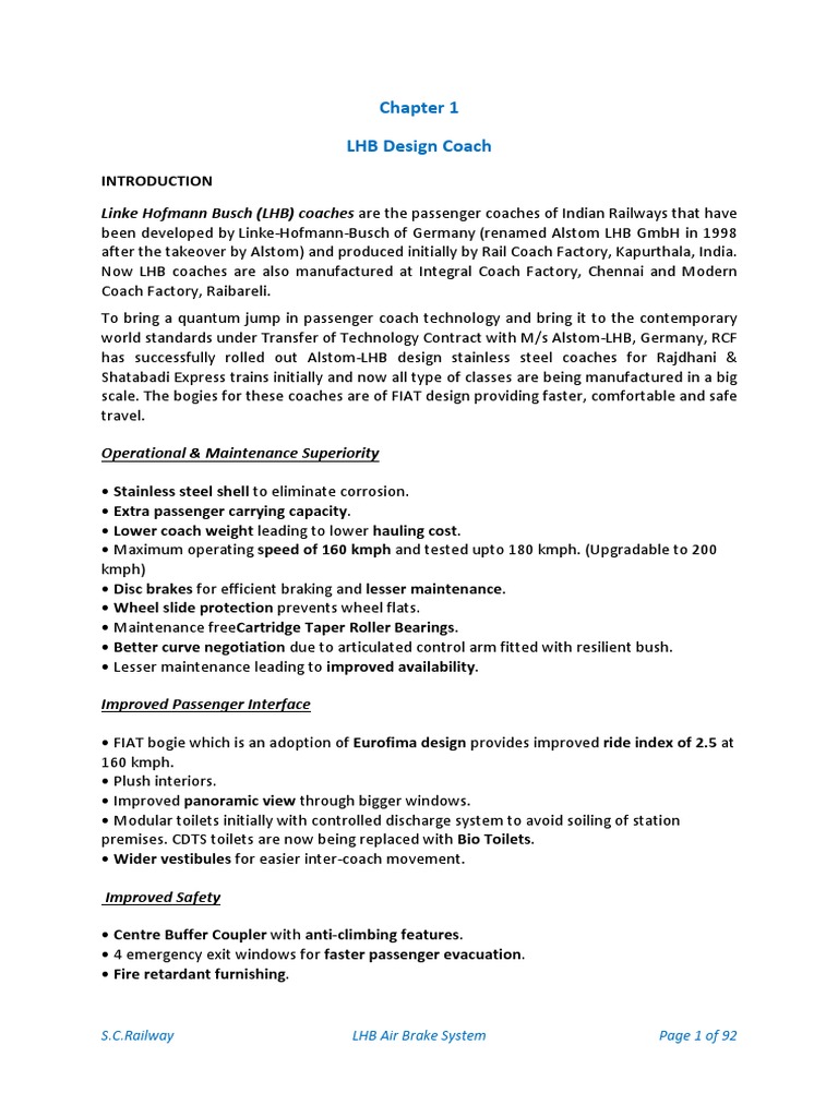 LHB AIR BRAKE SYSTEM COURSE BOOK Rev 01 | PDF | Brake | Valve