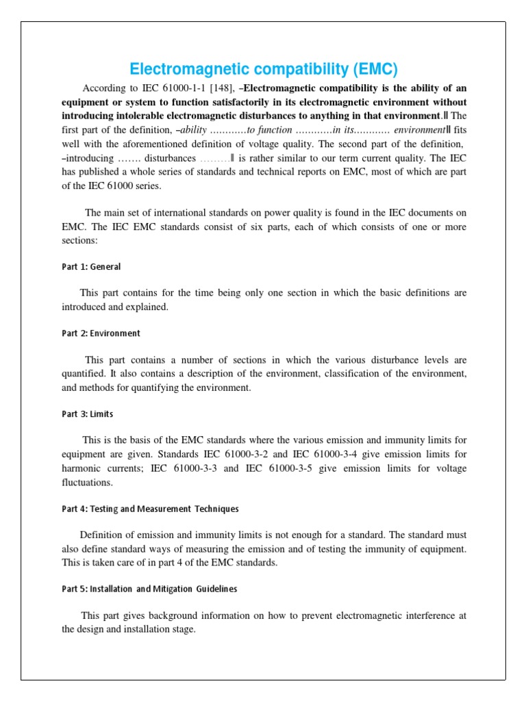 Electromagnetic - Compatibility (Parts of IEC 61000 SERIES) | PDF ...