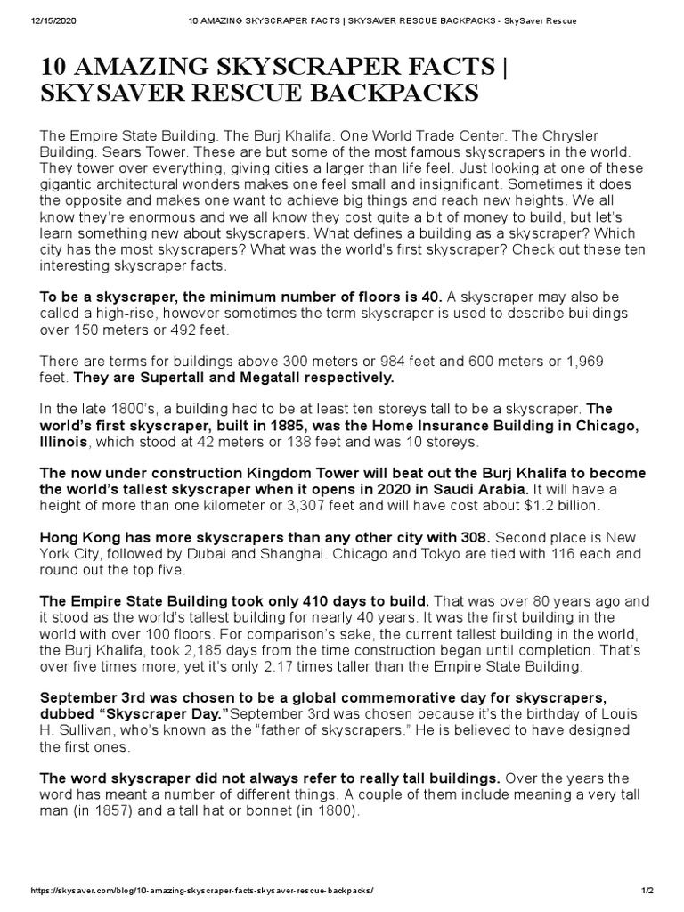 10 AMAZING SKYSCRAPER FACTS - SKYSAVER RESCUE BACKPACKS - SkySaver ...