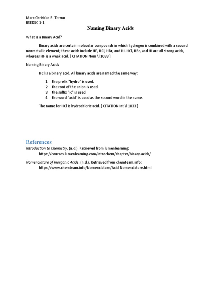 Naming Binary Compound | PDF