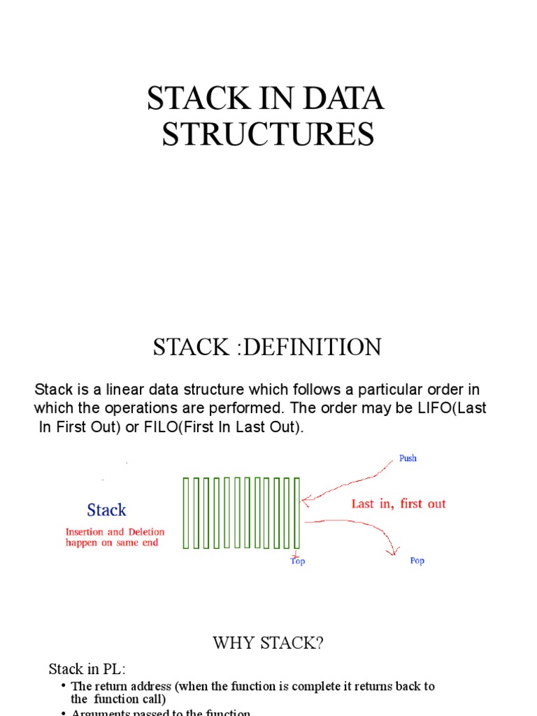 Stack in Data Structures | PDF | Pointer (Computer Programming) | Notation Stack in Data Structures | PDF | Pointer (Computer Programming) | Notation