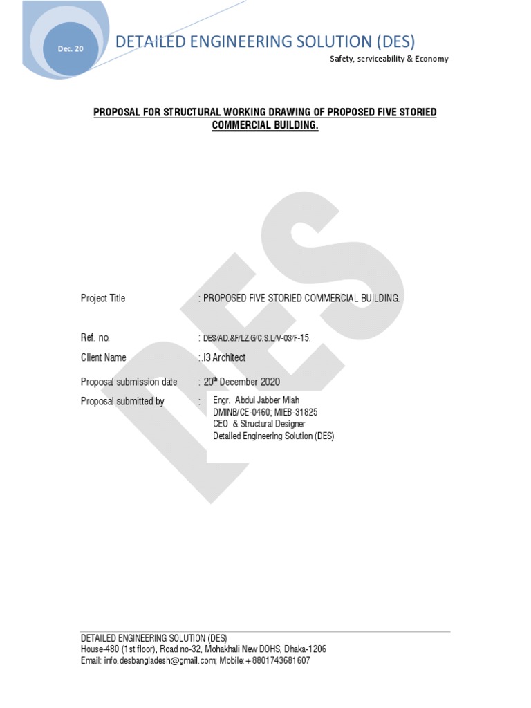 Proposal for Structural Design and Drawings of a Five Story Commercial ...