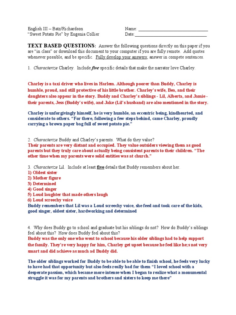 Text Based Questions:: Answer The Following Questions Directly On This ...