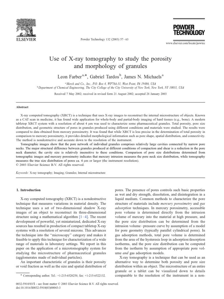 X-ray Tomography for Granule Porosity Analysis | PDF | Porosity ...