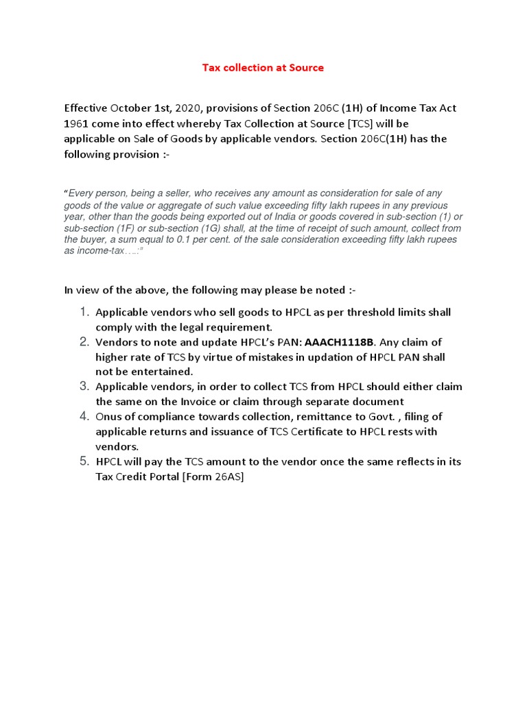 Tax Collection at Source | PDF