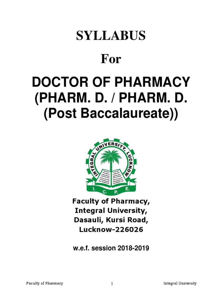 Pharmacy-Pharm D Syllabus - 2018-19 | PDF | Metabolism | Chemical Reactions