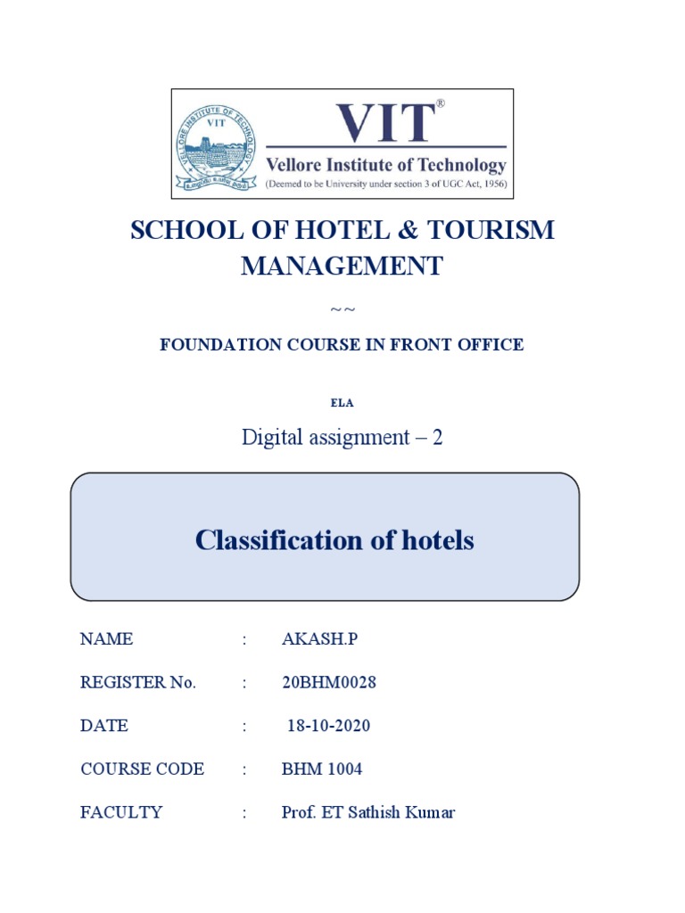 Classification of Hotels | PDF