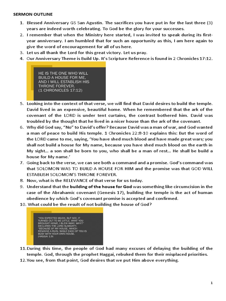 Putting God First: Anniversary Sermon | PDF | Covenant (Biblical) | David