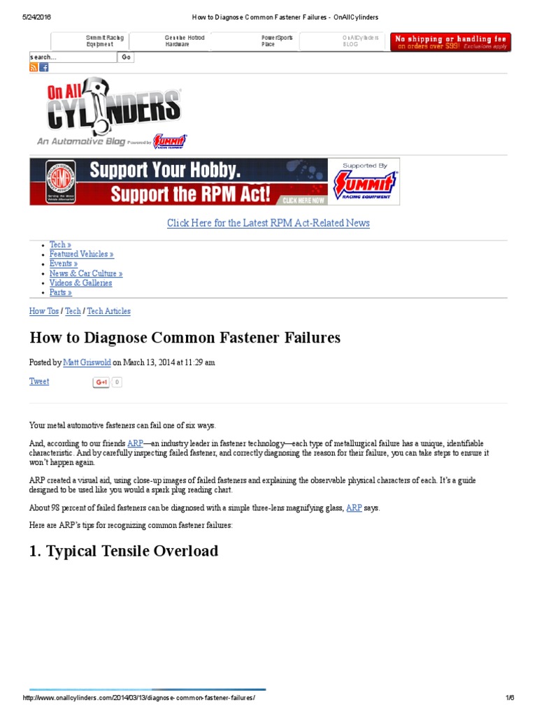 How To Diagnose Common Fastener Failures - OnAllCylinders | PDF | Screw ...
