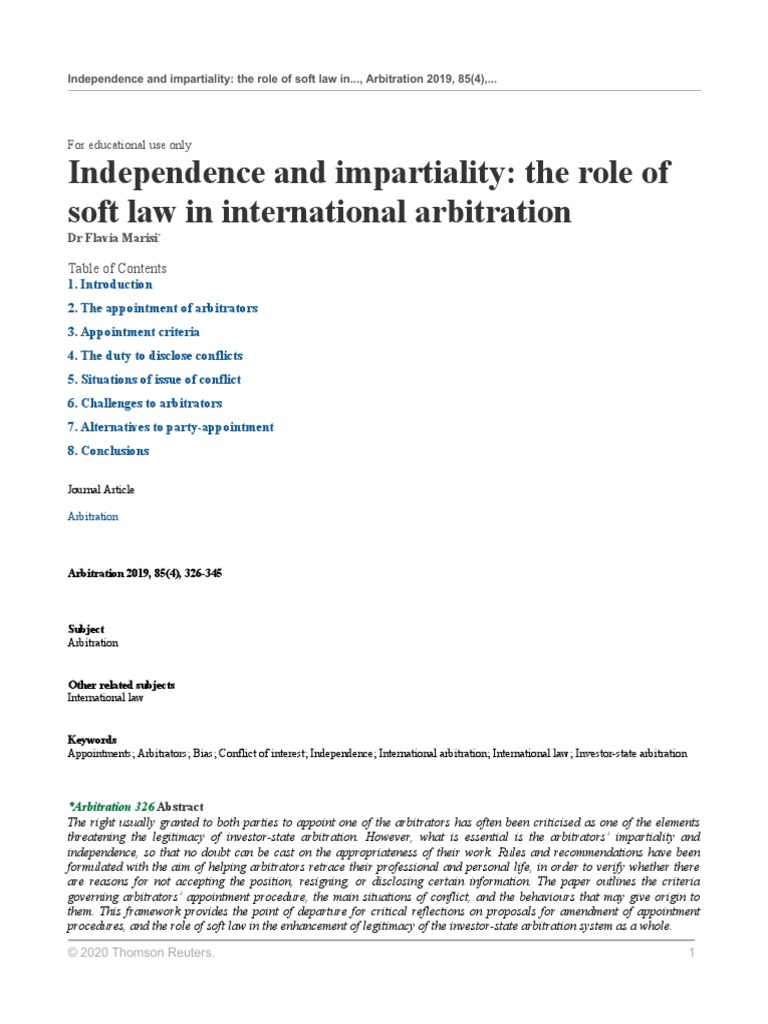 2019 Independence and Impartiality The Role of Soft Law in ...