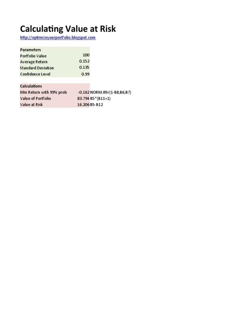 Calculating Value at Risk: Parameters | PDF