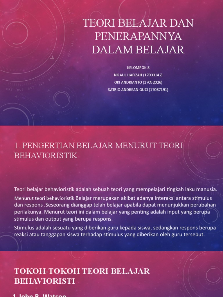 Teori Belajar Dan Penerapannya Dalam Belajar | PDF