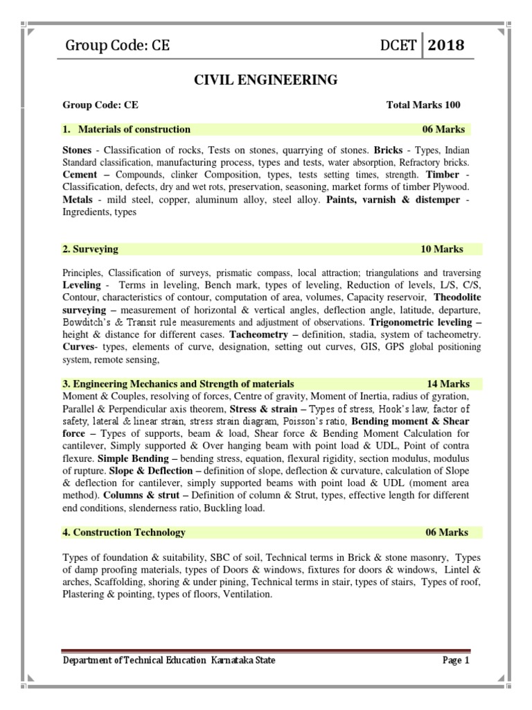 Group Code: Ce Dcet 2018 | PDF | Bending | Hydrology