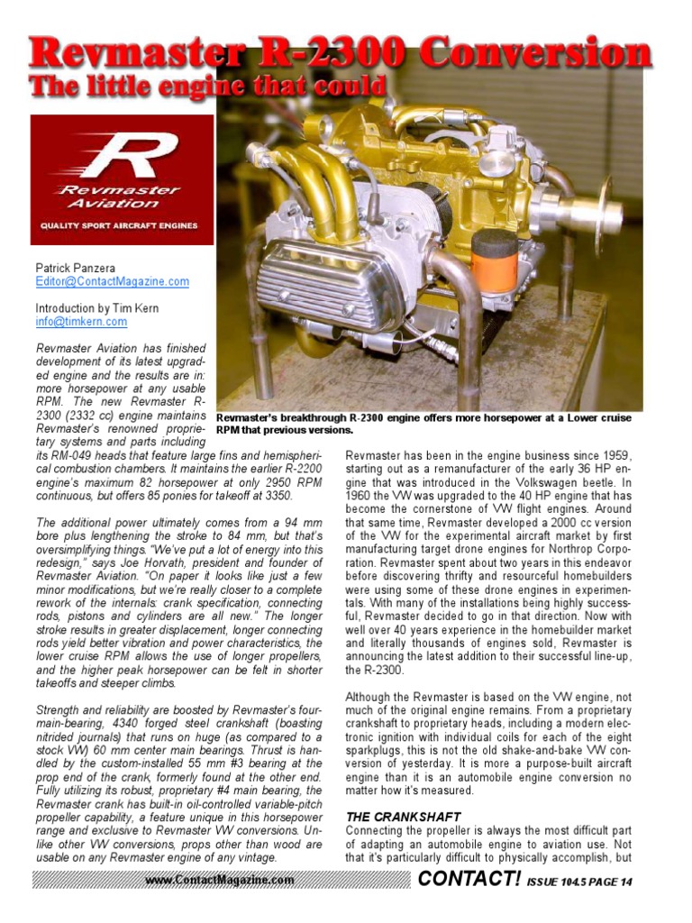 Contact!: Revmaster's Breakthrough R-2300 Engine Offers More Horsepower ...