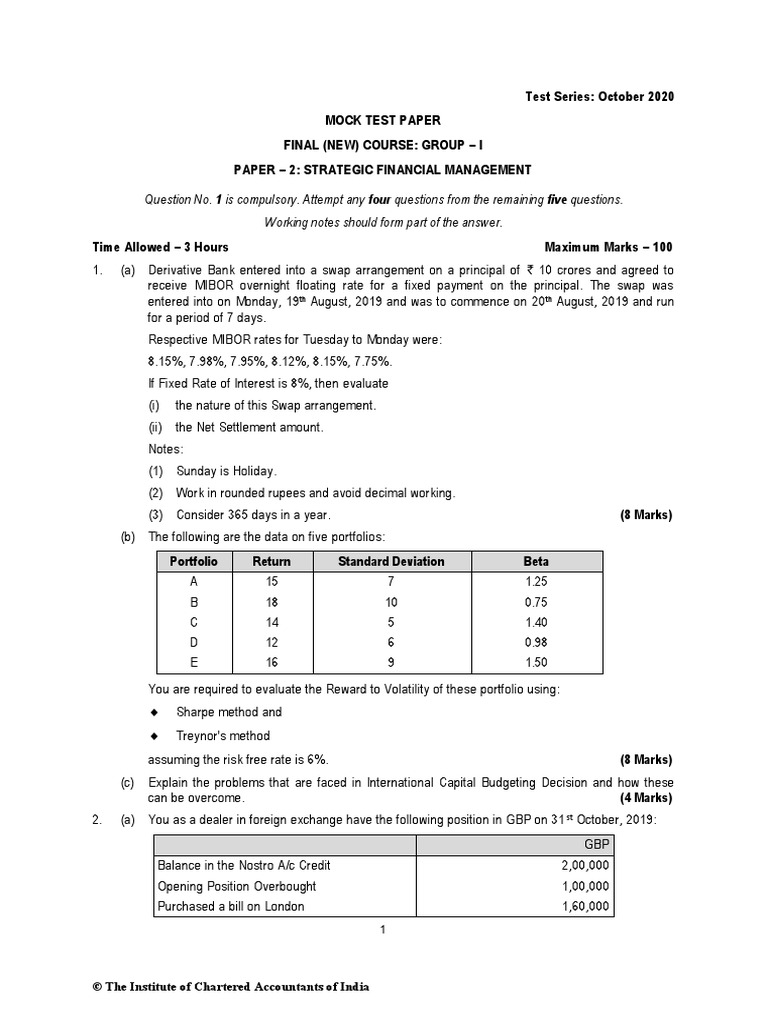 Question No. 1 Is Compulsory. Attempt Any Four Questions From The ...