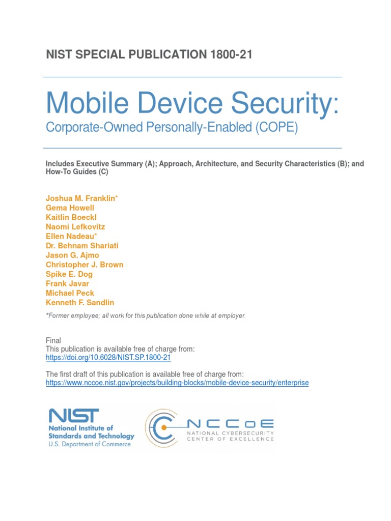 COPE Mobile Device Security Guide | PDF | Computer Security | Security