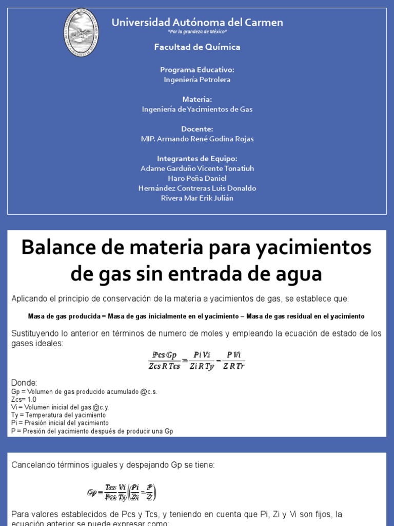 Balance de Materia de Yac de Gas Sin Entrada H2o | PDF | Gases | Science