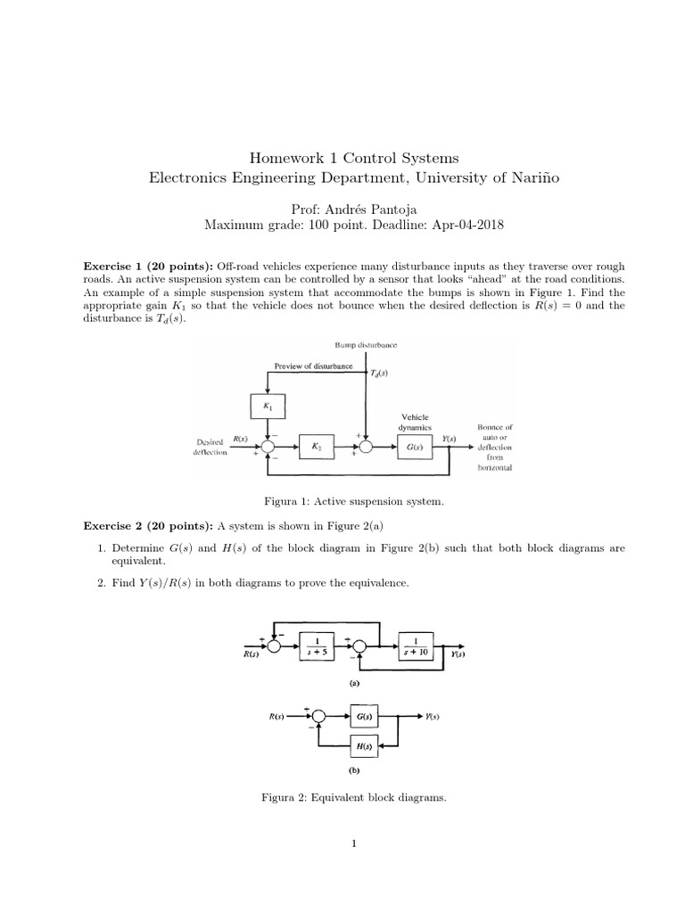 Homework | PDF | Steady State | Control System