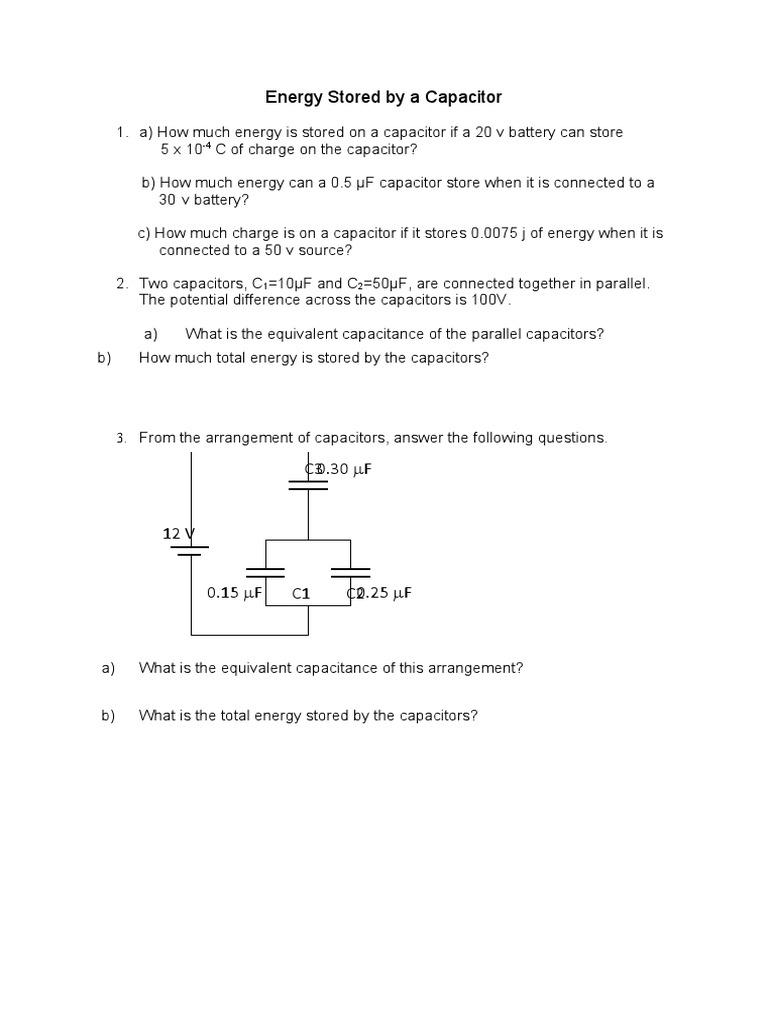 Capacitors Worksheet | PDF