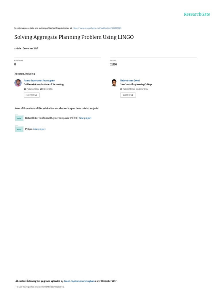 Solving Aggregate Planning Problem Using LINGO: December 2017 | PDF ...