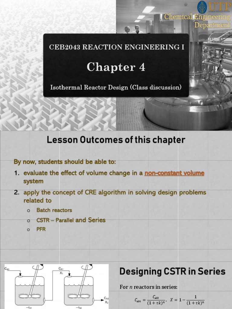 Chapter 4 Isothermal Reactor Design (Class Discussion) | PDF | Chemical Reactor | Unit Processes