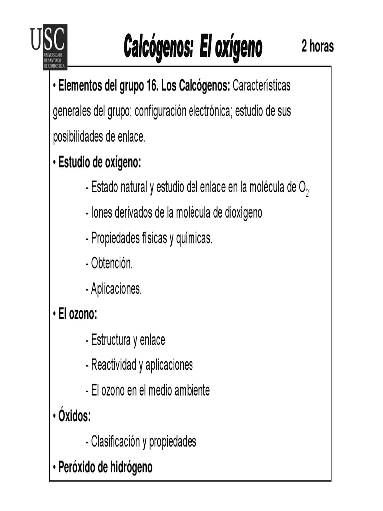Tema 03 Oxigeno v5 AV | PDF | Elementos químicos | Oxígeno