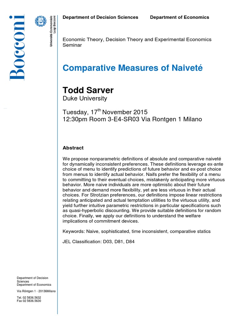 Comparative Measures of Naiveté | PDF